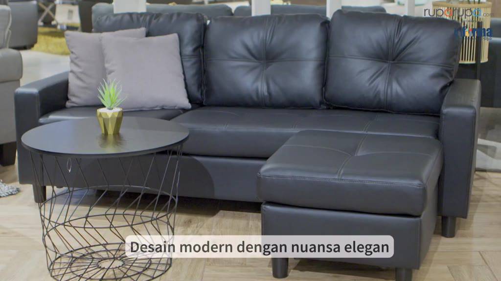 Jual Informa Berwick Sofa L Sectional Kulit - Hitam Tempat Duduk Empuk ...