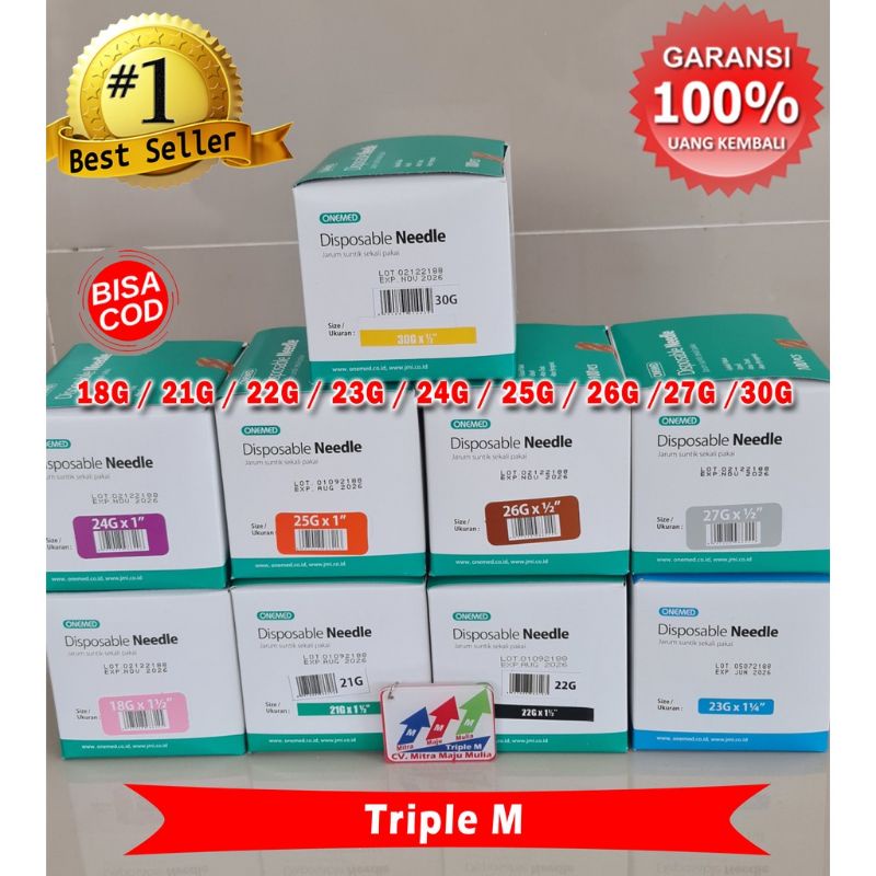 Jual 18G 21G 22G 23G 24G 25G 26G 27G 30G ONEMED isi 100pcs 1box | Shopee Indonesia