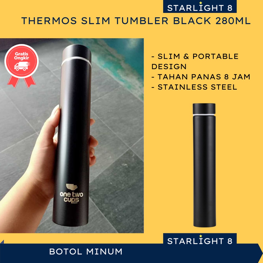Jual Slim Tumbler Thermos Black Stainless Steel BPA FREE 280ml | Shopee ...