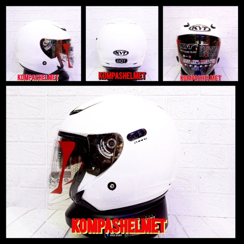 Jual HELM KYT DJ MAXI SOLID PLAIN WHITE DOUBLE VISOR TERMURAH | Shopee Indonesia