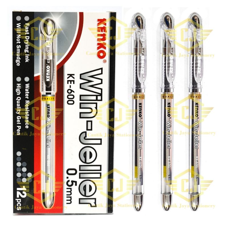 Jual [1 LSN / 12 PCS] Pulpen KENKO Gel Pen Win Jeller KE-600 0.5mm ...