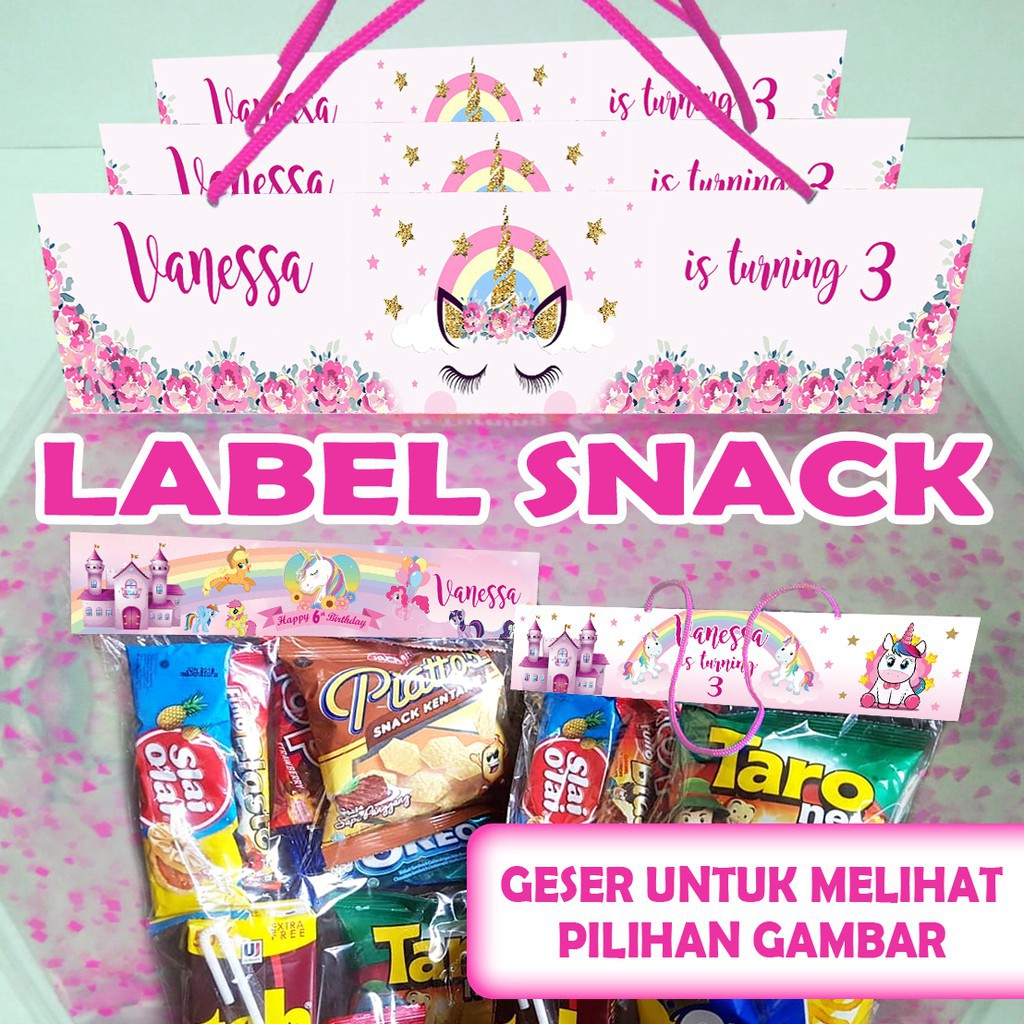 Jual Label Snack / Tas Ultah Plastik Snack Ulang Tahun CUSTOM Design ...