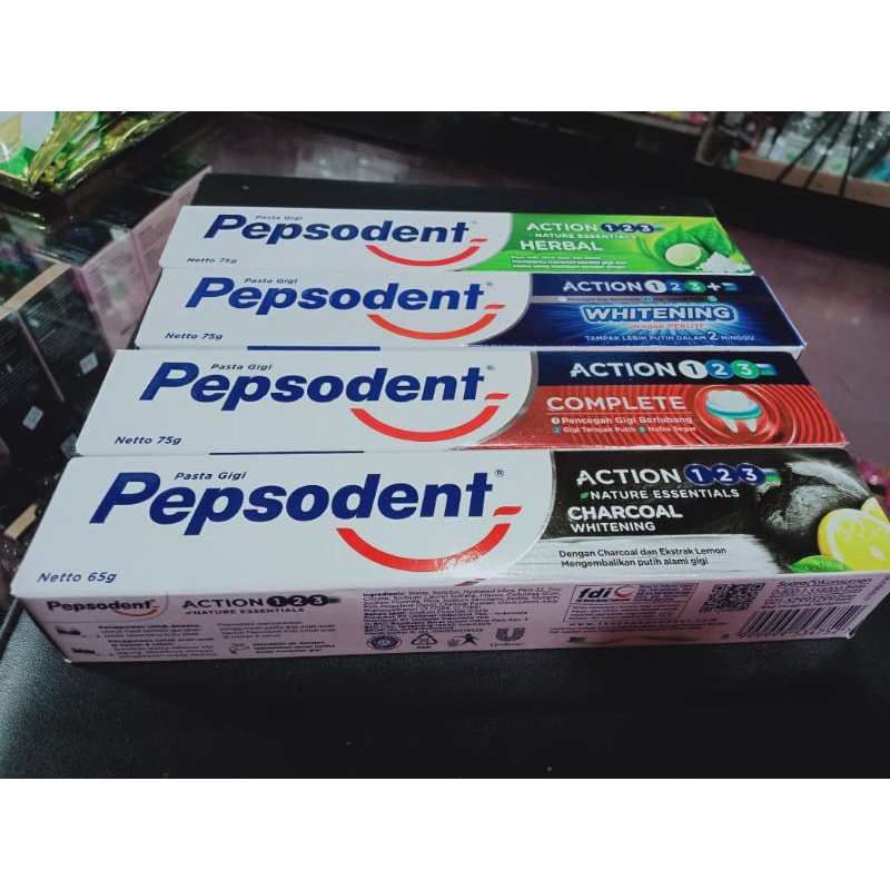 Jual Pepsodent Action 123 Charcoal Complete Whitening Herbal Pasta Gigi ...