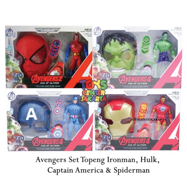Jual POMPOM - MAINAN FIGUR PAKET TOPENG SENJATA AVENGERS HULK IRON MAN ...