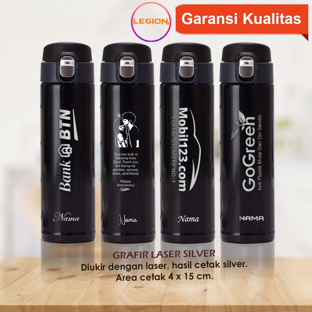 Jual Tumbler Custom nama logo Pushlock 1 dengan Cetak Grafir Silver ...
