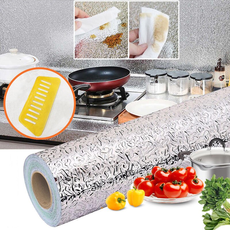 Jual HL0208 Wallpaper Aluminium Foil Tahan Minyak Api Stiker Dinding ...