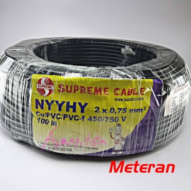 Jual Kabel NYYHY LISTRIK ETERNA Hitam 2 x 0,75 / 3 x 0,75 / 2 x 1,5 / 3 x 1,5 Meteran SNI ...