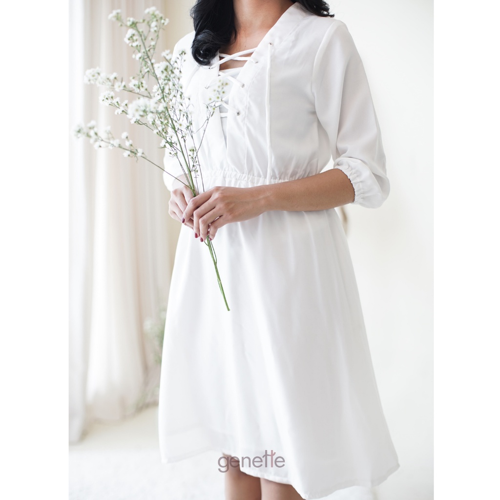 Jual Olivia Dress korea Dress Putih Formal Semiformal Wanita Simple ...