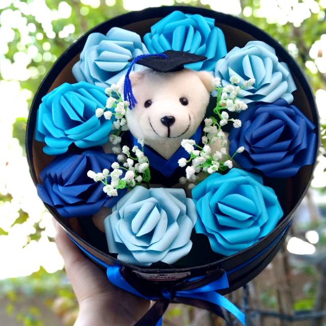Jual Paper Flower Bloom Box + Boneka Wisuda / Bouquet Bunga Bucket ...