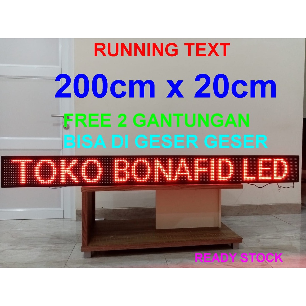 Jual 200cm x 20cm Merah outdoor running text led display 200 cm 2m | Shopee Indonesia