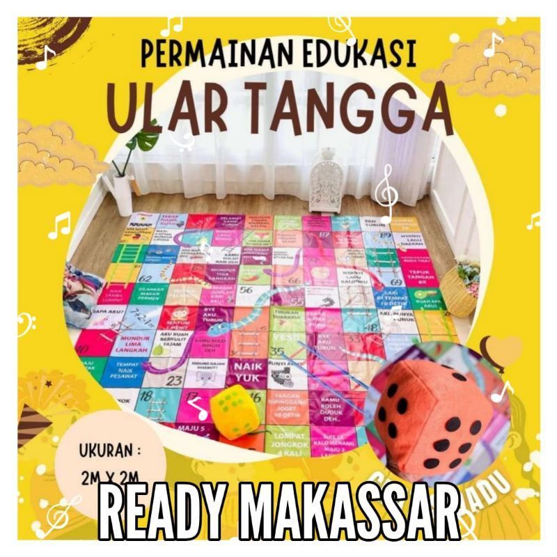 Jual Mainan Edukasi Ular Tangga 2X2 Meter Jumbo Free Dadu Boneka ...