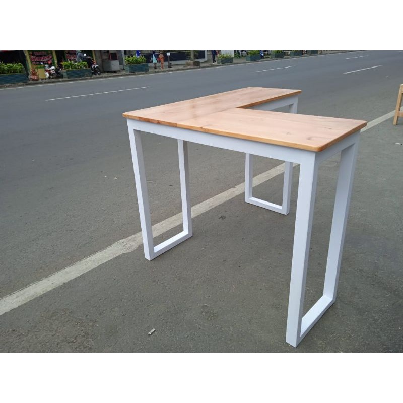 Jual meja letter L jati belanda | Shopee Indonesia