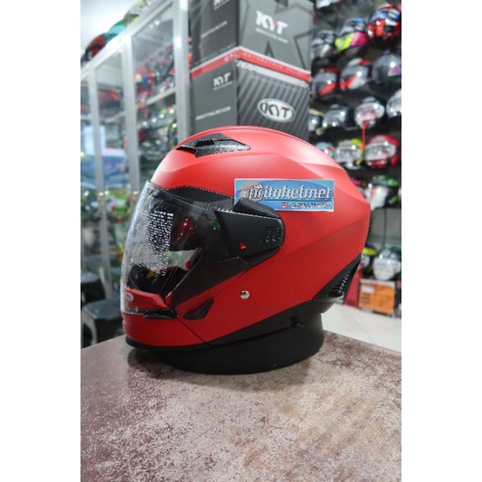 Jual Zeus 611C Modular Red Matt 2Visor | Shopee Indonesia