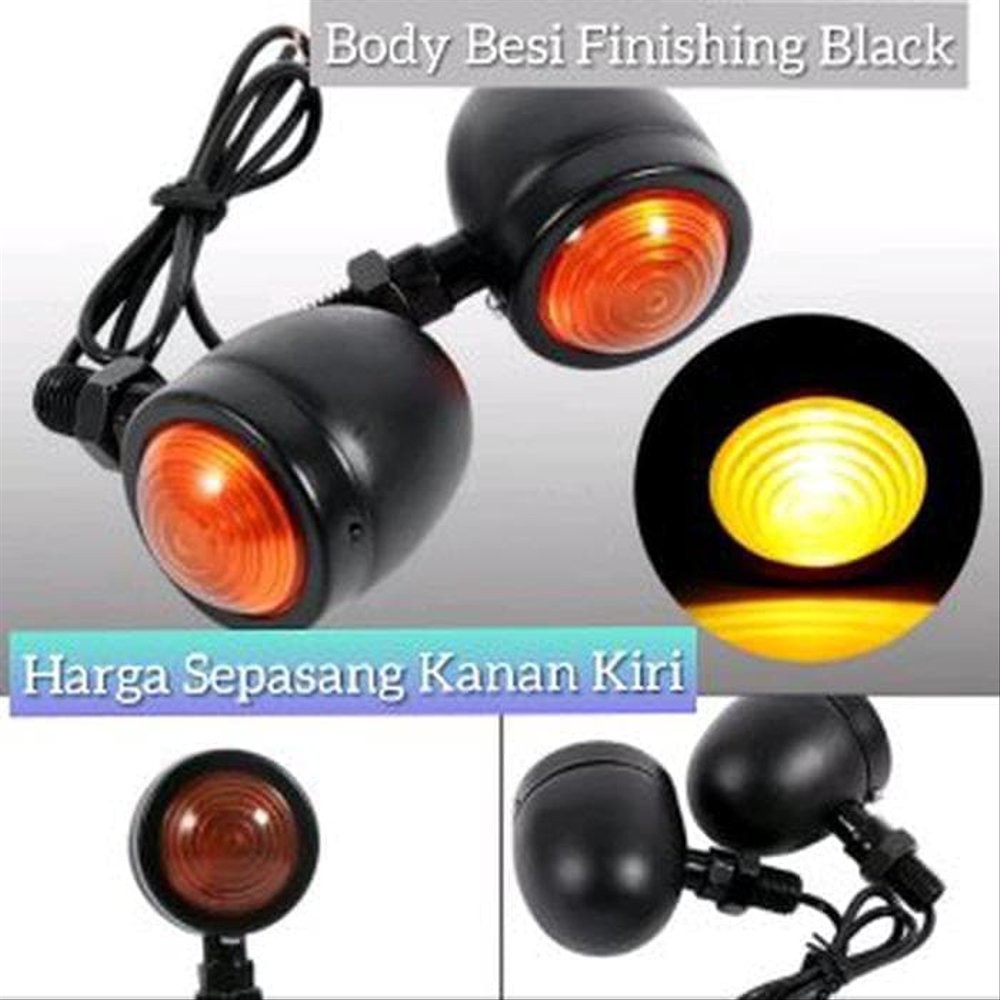 Jual LAMPU SEN SEIN BULAT KLASIK HITAM UNIVERSAL CB CB150R RX KING ...