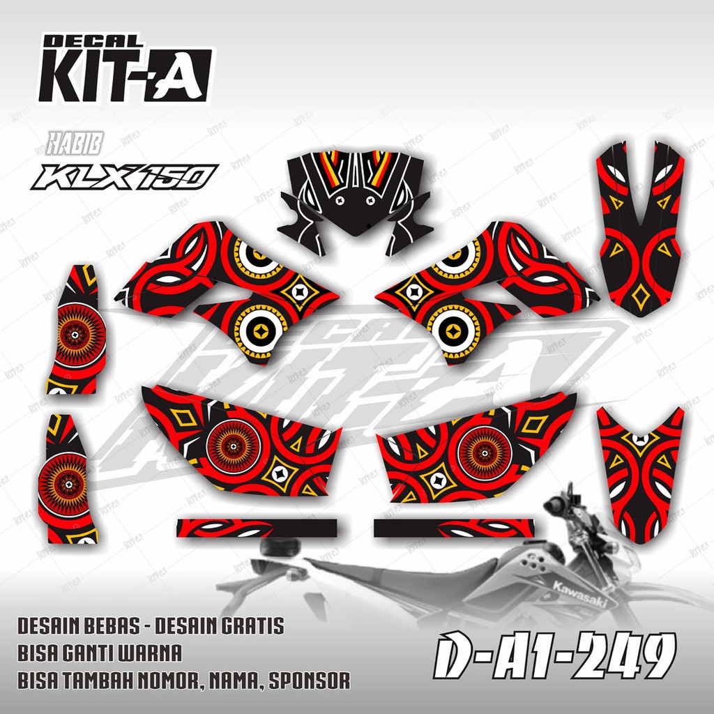 Jual Decal Stiker Klx 150 s Merah Hitam Corak Toraja Dekal Striping ...