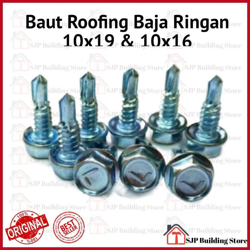 Jual 10pcs Baud baja ringan 10x16 10x19 Baut / sekrup / roofing / ruping Baja Ringan | Shopee ...