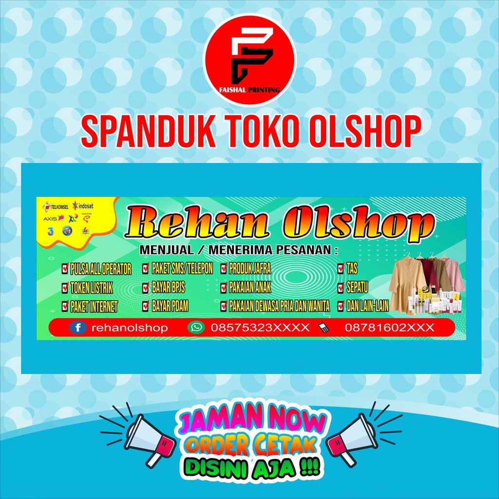 Jual cetak banner, spanduk, backdrop toko olshop ukuran 3 x 1 m ...