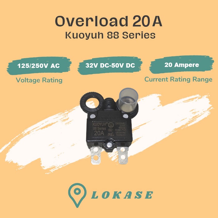 Jual Thermal Overload 20A Kuoyuh 88 Series Circuit Breaker Push Button ...