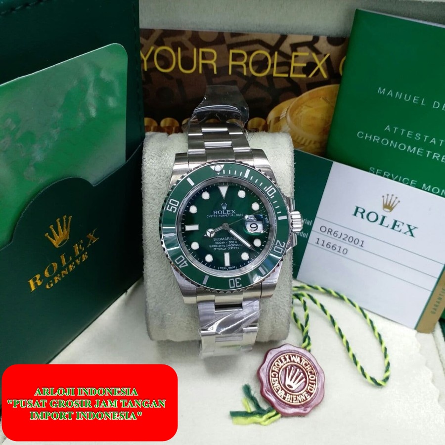 Jual New Arrival Jam Pria Rolex Submariner Hulk Swiss Clone Gransi 1th ...