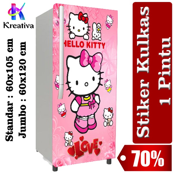 Jual Udshop Stiker Kulkas 1 Pintu sticker pink hello kucing lucu ...