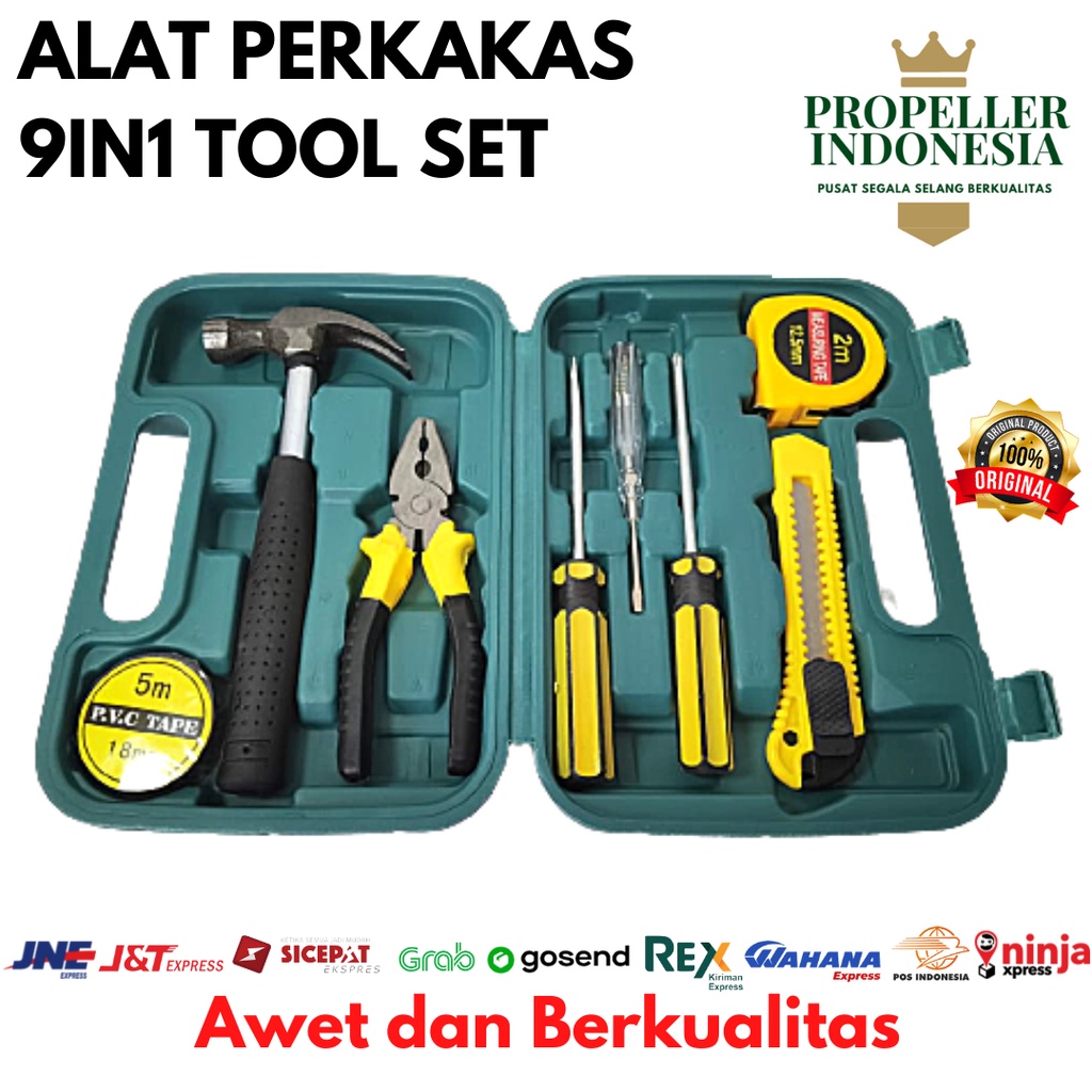 Jual Toolkit Set Perkakas Tukang Alat Tukang 9in1 Tool Set Alat ...