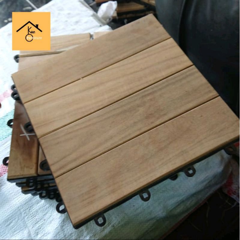 Jual PAKET HEMAT ISI 10 PCS LANTAI UBIN KAYU MODEL 4 LINE DECKING TILE ...