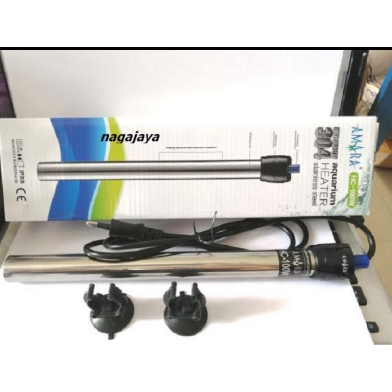 Jual heater pemanas air aquarium AMARA 100 watt stainless heater 100 ...