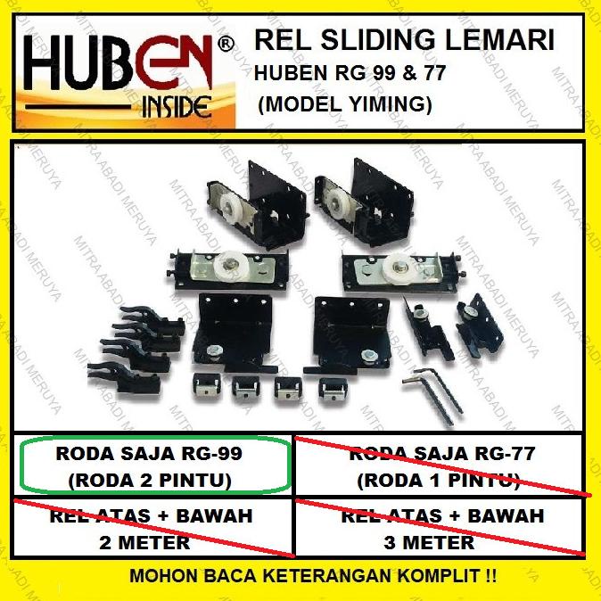 Jual Roda Gantung HUBEN RG99 (2 Pintu ) Roda Rel sliding Lemari Rel Yiming | Shopee Indonesia