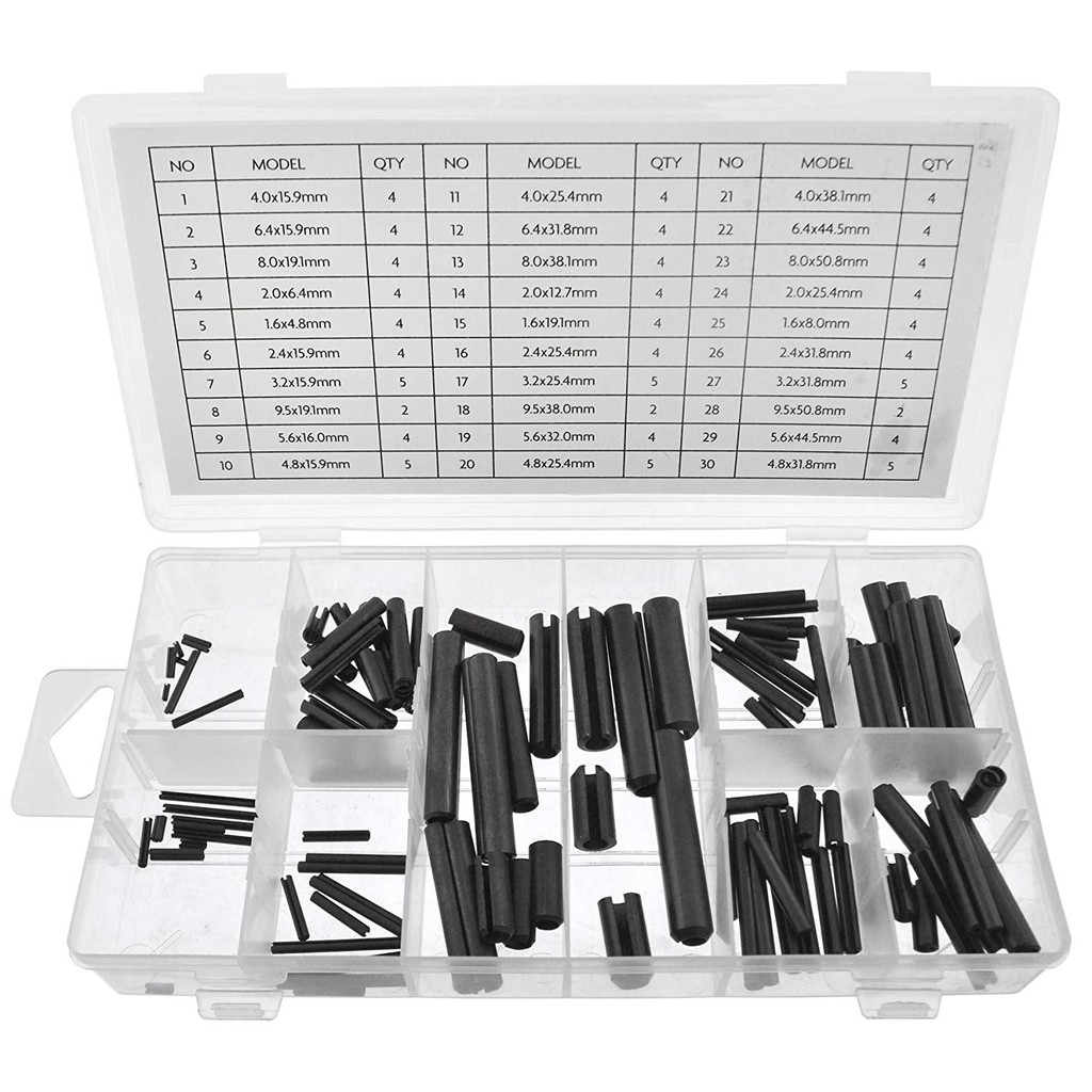 Jual Roll Pin Assortment 120pcs Assorted Roll Pin Set Tension Spring ...