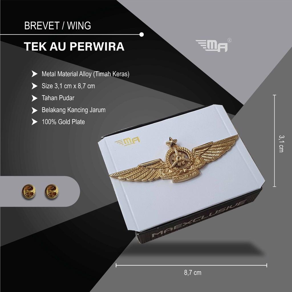 Jual WING TEKNISI TNI AU PERWIRA PDH BRIVET BREVET PIN TEKNISI TNI AU ...