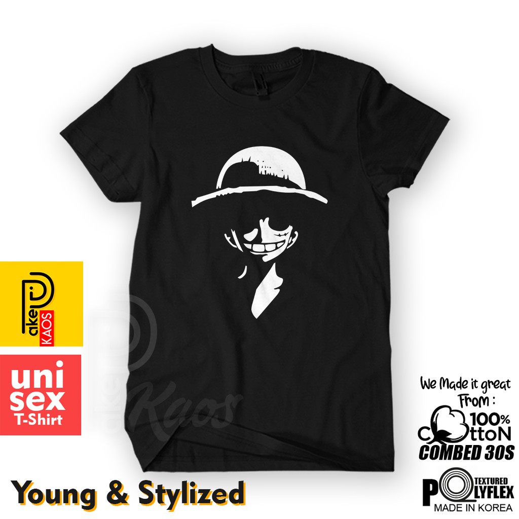 Jual Kaos Distro Luffy One Piece Smile in Siluet Cotton Combed Unisex ...