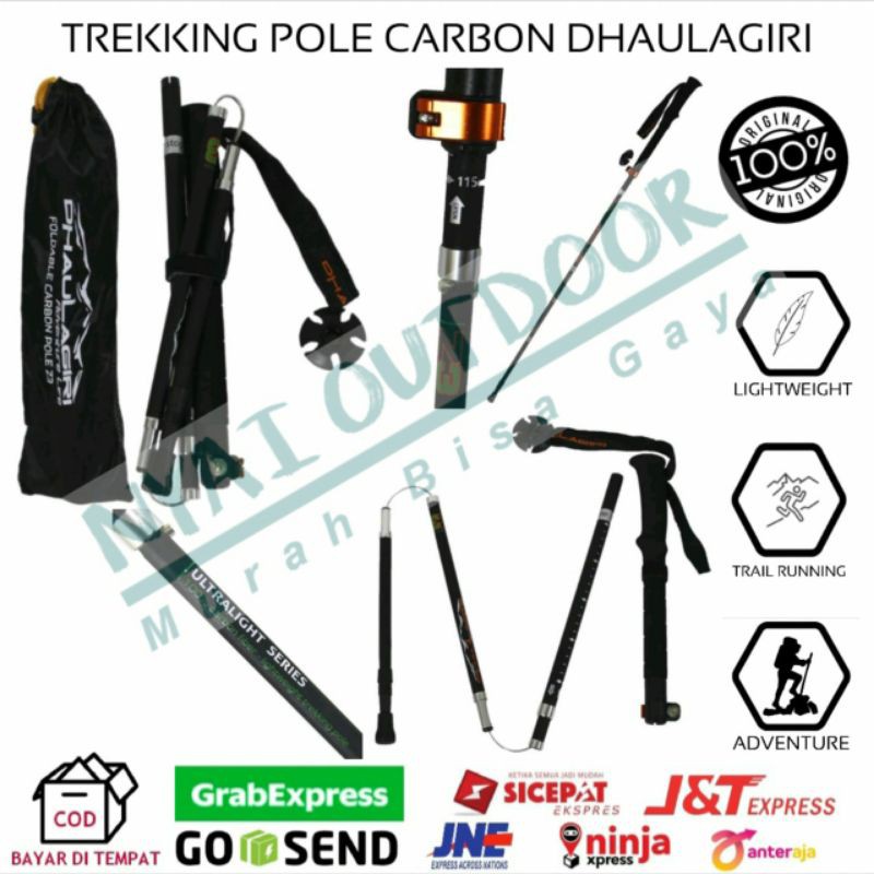 Jual tongkat lipat trekking pole carbon lipat dhaulagiri z3 | Shopee ...