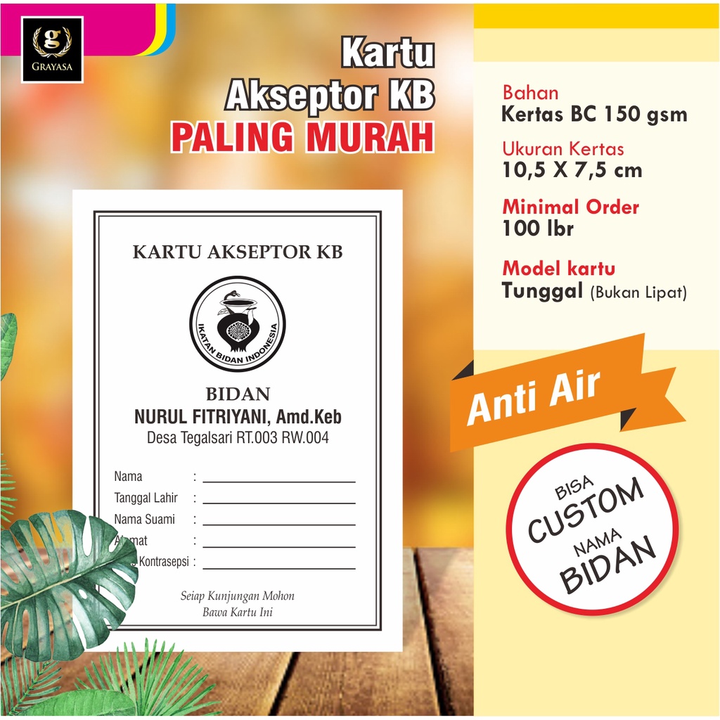 Jual KARTU AKSEPTOR KB / KARTU KB / KARTU KB BIDAN / KARTU KB MURAH ...