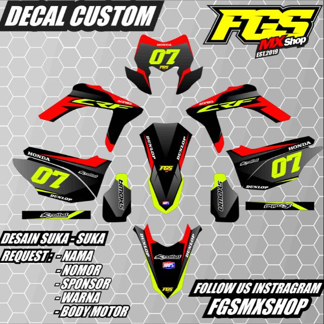 Jual DECAL STICKER CRF 150 L CUSTOM SUPERMOTO DECAL CRF150L STICKER ...