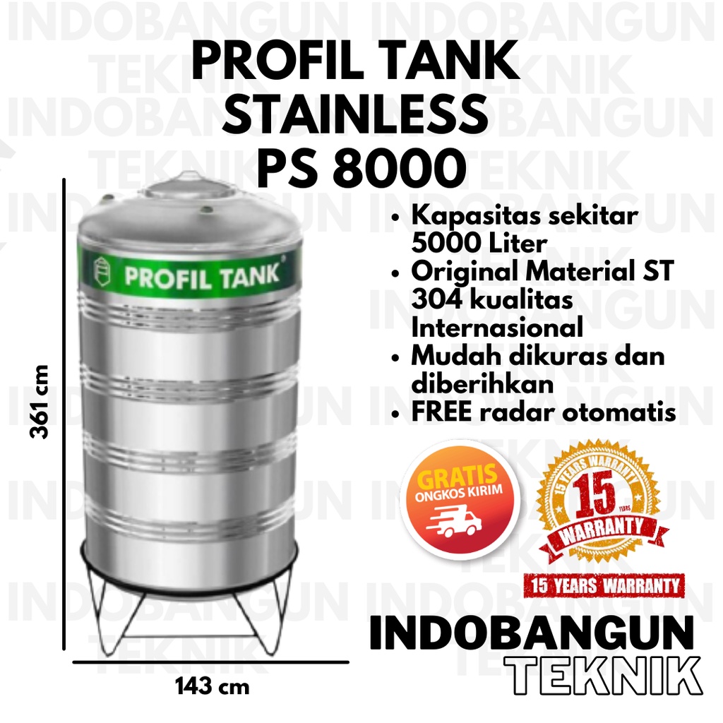 Jual Toren Air Tangki Air Tandon Air Profil Tank Stainless PS 8000 ...
