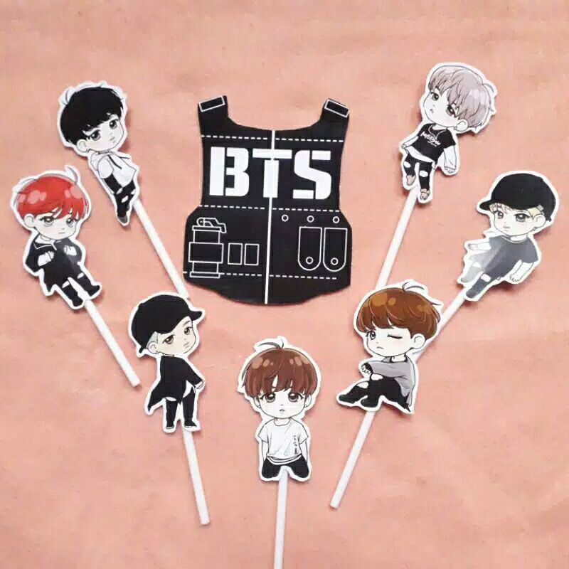 Jual satu set cake topper hiasan kue ulang tahun karakter BTS ANIMASI ...