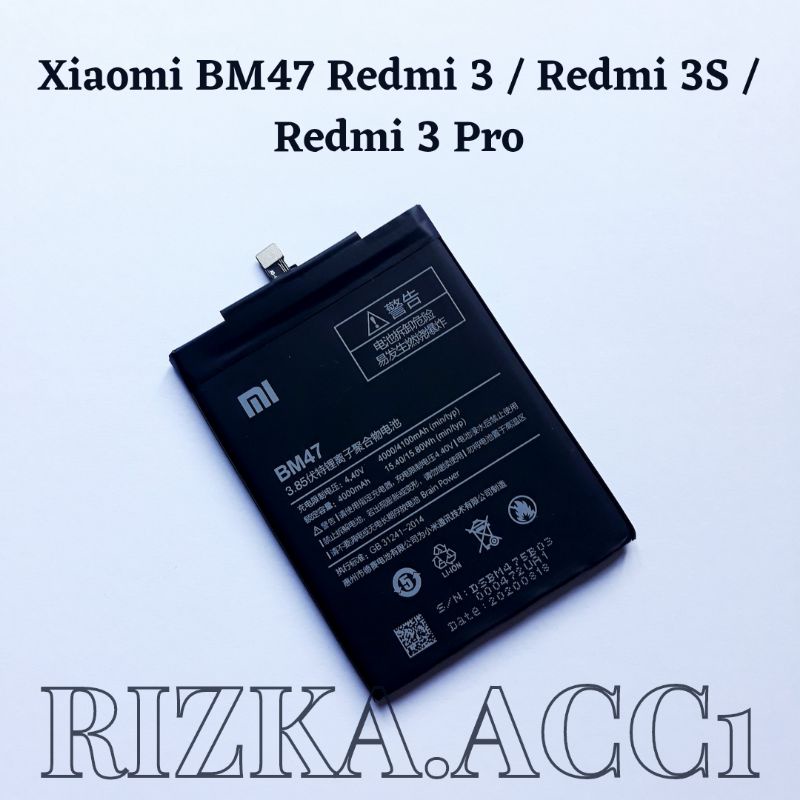 Jual Baterai Batre Xiaomi BM47 Redmi 3 / Redmi 3S / Redmi 3 Pro BM-47 Battery Hp | Shopee Indonesia