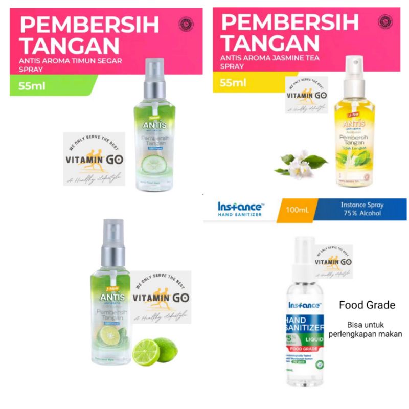 Jual Antis Hand Sanitizer Spray 55 ml Aroma Jeruk Nipis, Jasmine Tea ...