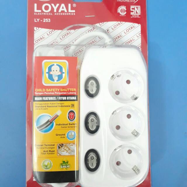 Jual Terminal multi tap kuningan stop kontak 3 lubang Loyal 1,5 m ...