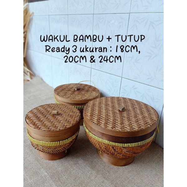 Jual WAKUL BAMBU PLUS TUTUP 18CM 20CM 24CM BOBOKO BAKUL NASI CETHENG ...