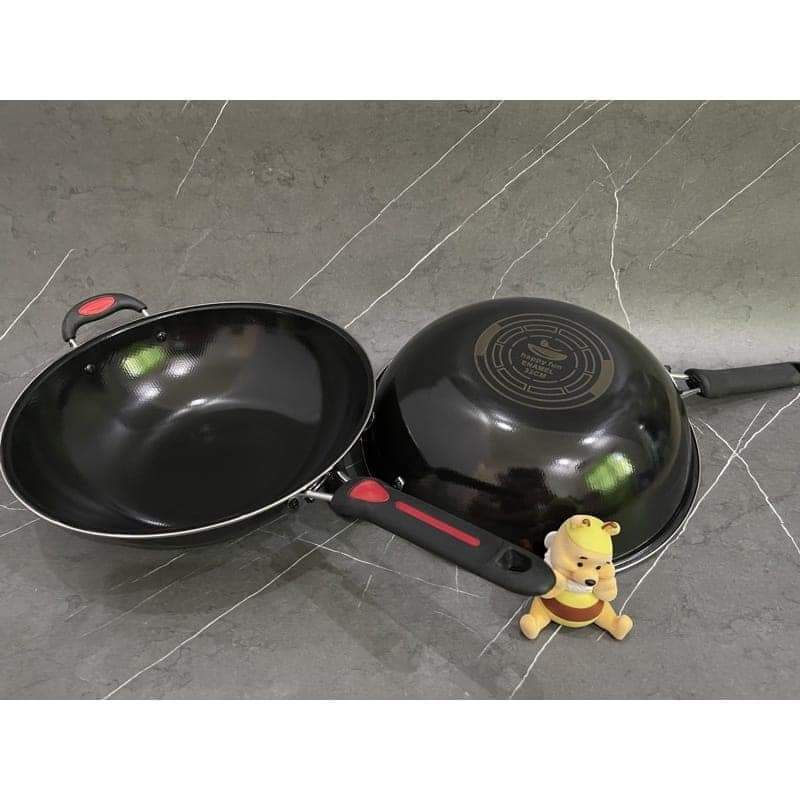 Jual WAJAN ENAMEL GAGANG ANTI LENGKET 34 CM BISA COD | Shopee Indonesia