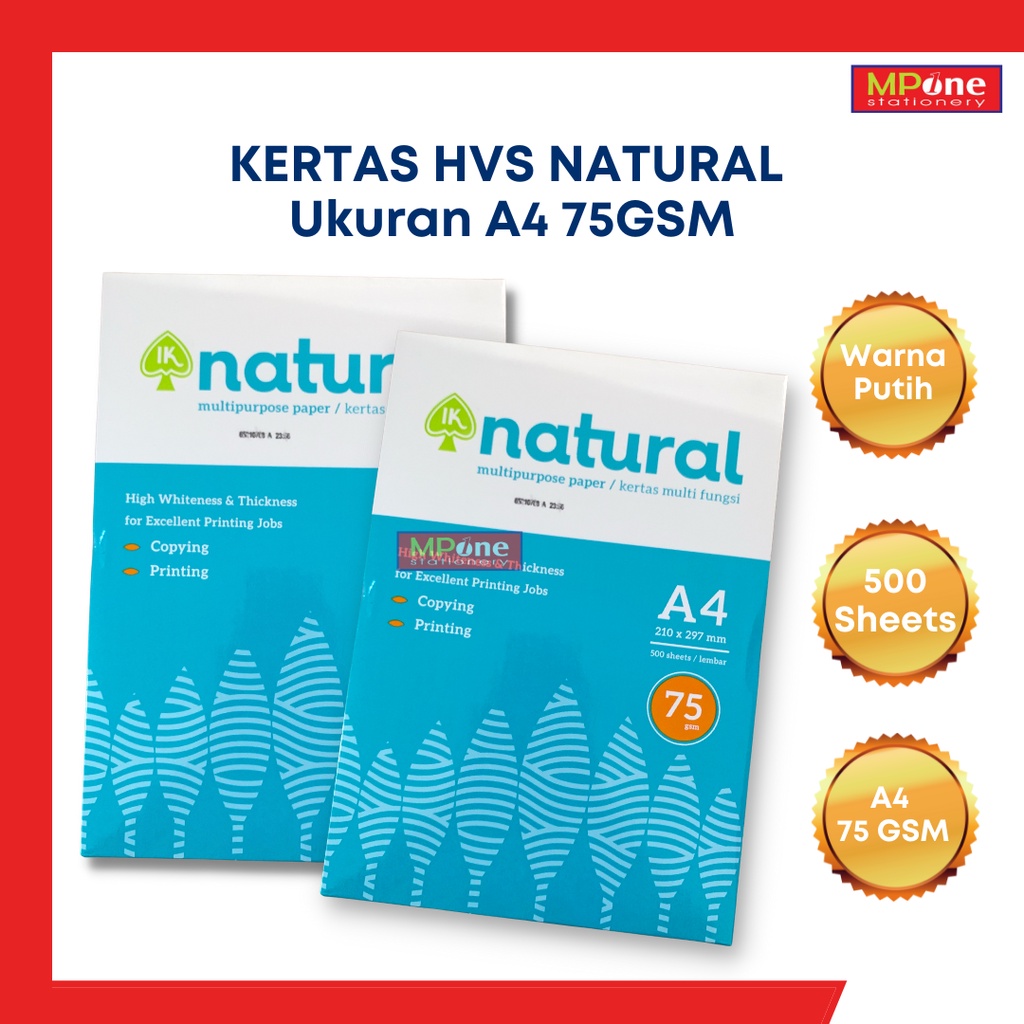 Jual Kertas HVS Natural Ukuran A4 75 GSM / Kertas NVS A4 - 75 GSM ...