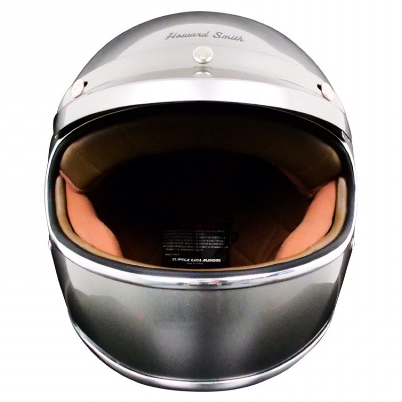 Jual Helm full face retro cafe racer howard smith silver mett cargloss ...