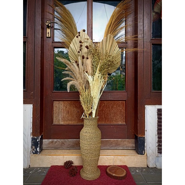 Jual Paket Bunga Kering Rustic Besar Untuk Hiasan Ruangan Ukuran Vas