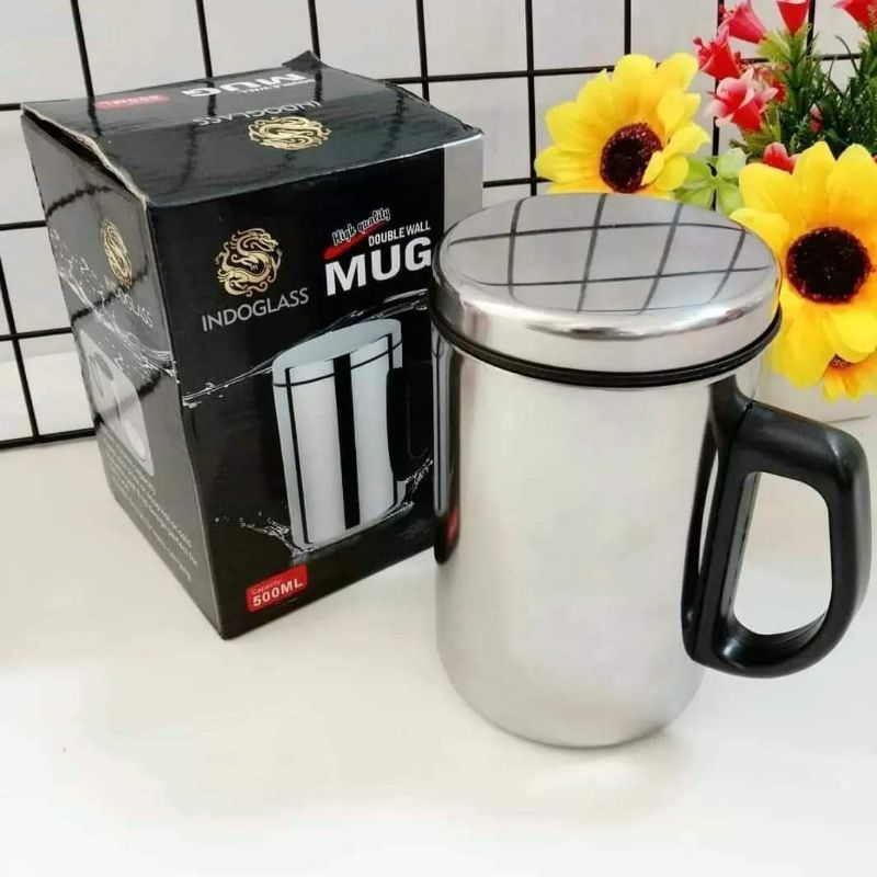 Jual Mug Stainless Steel / Cangkir Gelas Air Panas & Dingin 500ml / Mug ...