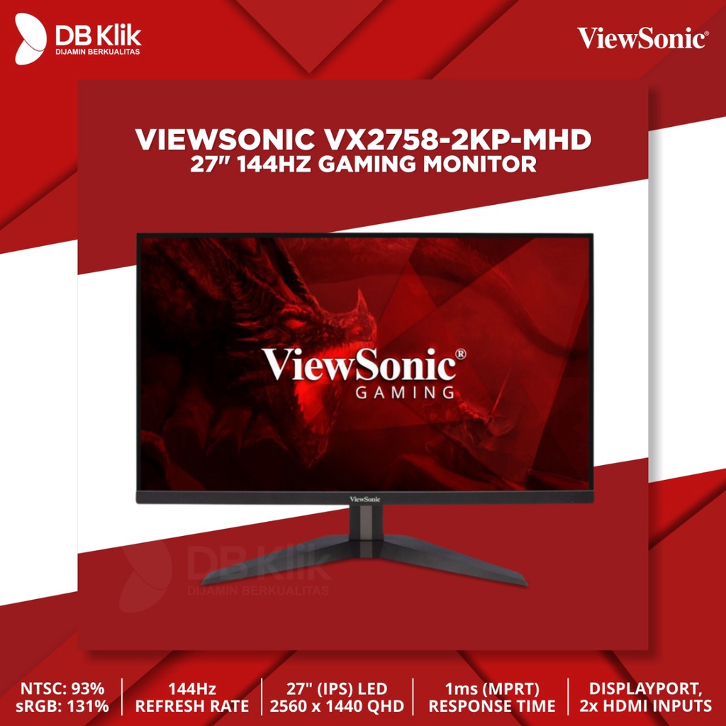 Jual LED Monitor Gaming VIEWSONIC VX2758-2KP-MHD 27" 144Hz QHD HDMI DP ...