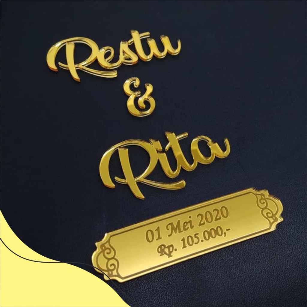 Jual PO Akrilik Emas / Perak Grafir dan Laser cut custom nama / inisial ...