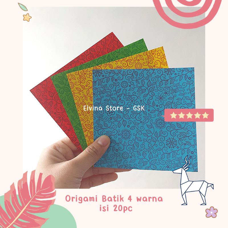 Jual ORIGAMI / KERTAS LIPAT MOTIF BATIK 4 WARNA ISI 20 LEMBAR | Shopee ...