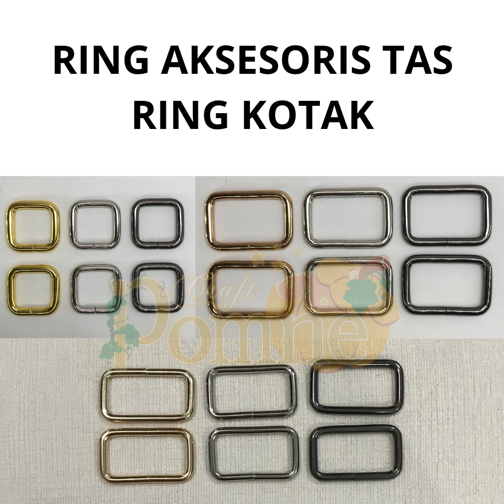 Jual AKSESORIS TAS RING KOTAK TEBAL SQUARE RING RECTANGLE Rose Gold RG ...