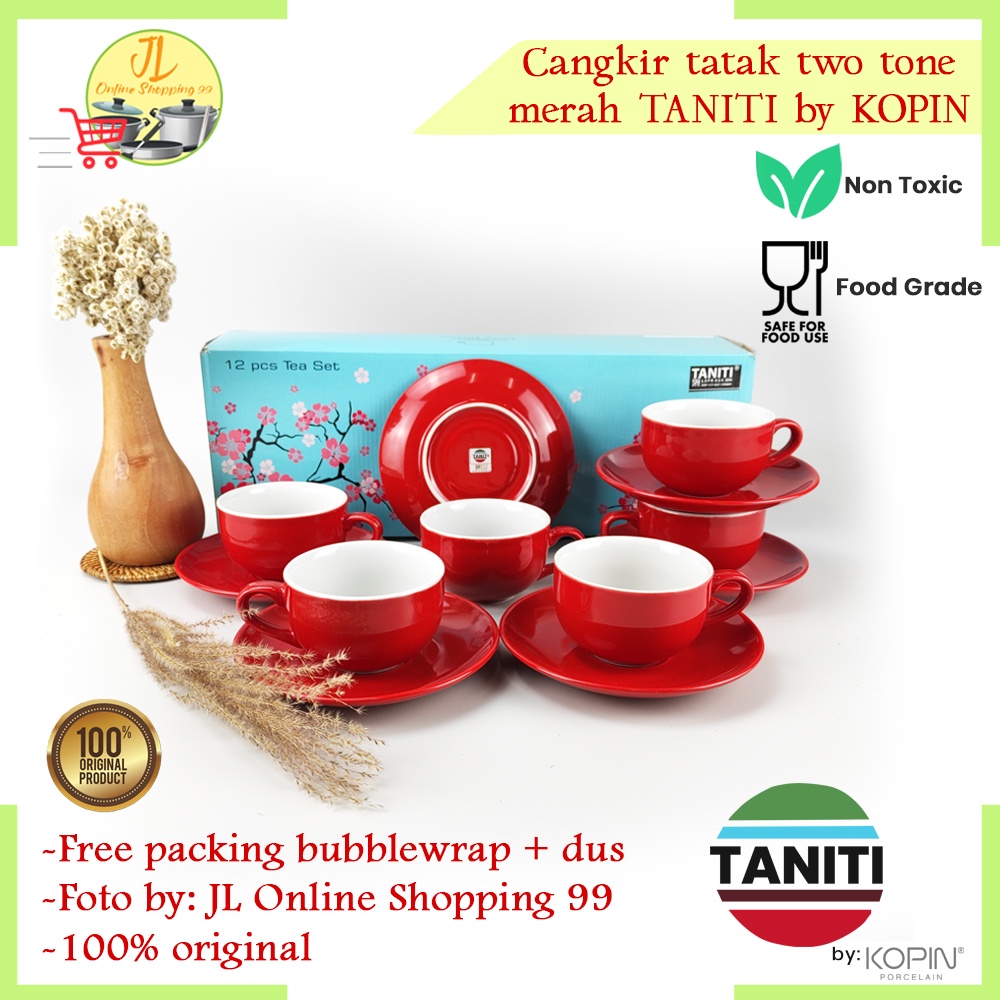 Jual Cangkir set 6 pasang 220ml warna merah TANITI KPC-03 / coffee set ...